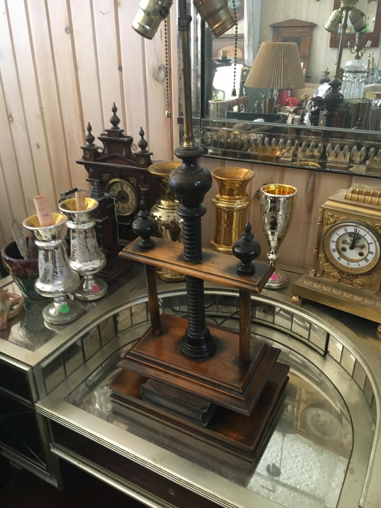 Handsome Library Book Press Lamp and Candlestick Lamp For Sale at 1stDibs
