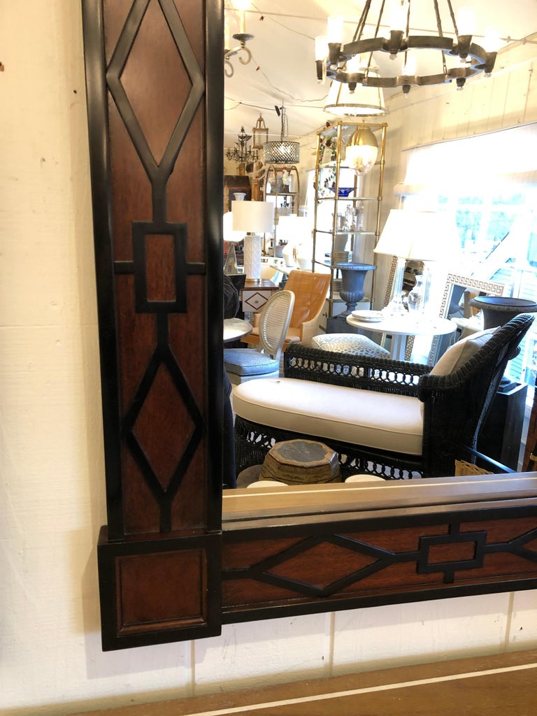 Handsome Mahogany and Ebonized Theodore Alexander Ellie Mirror For Sale ...