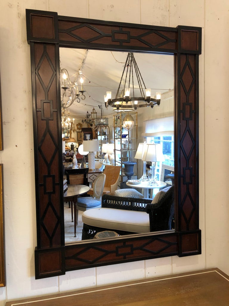 Handsome Mahogany and Ebonized Theodore Alexander Ellie Mirror For Sale ...