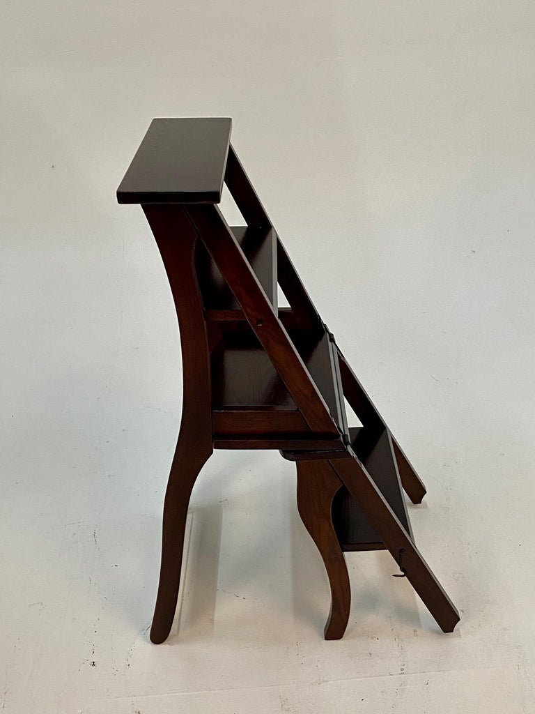 Handsome Mahogany Folding Library Steps and Chair at 1stDibs