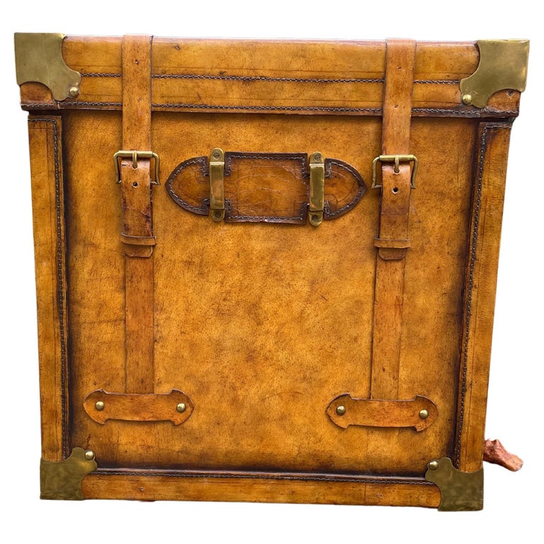 Handsome Maitland Smith Leather End Table That Looks Like a Trunk For ...