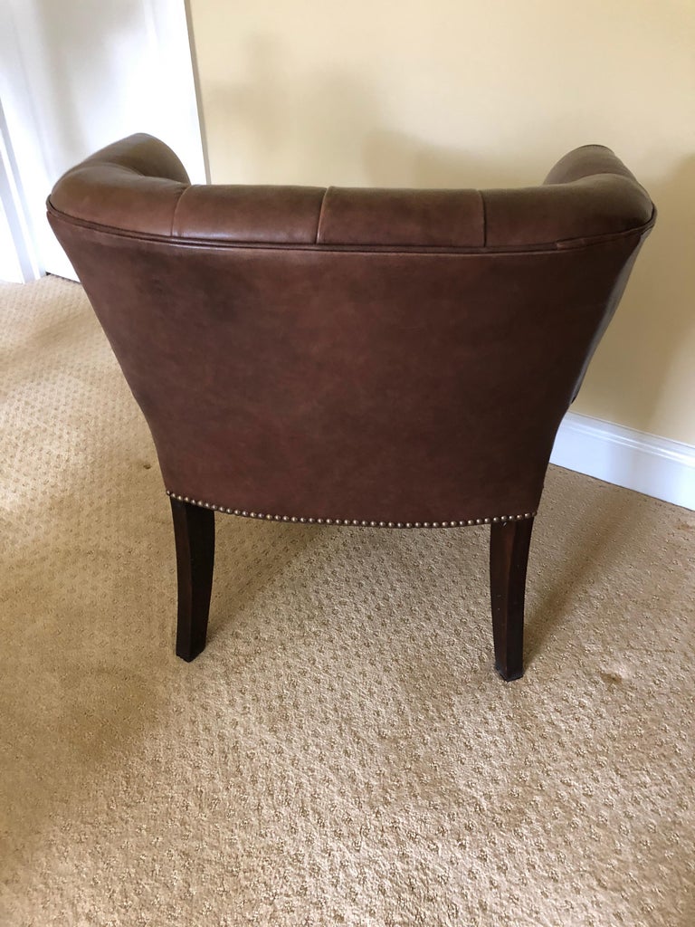 Handsome and Masculine Tufted Leather Cock Fighting Chair at 1stDibs