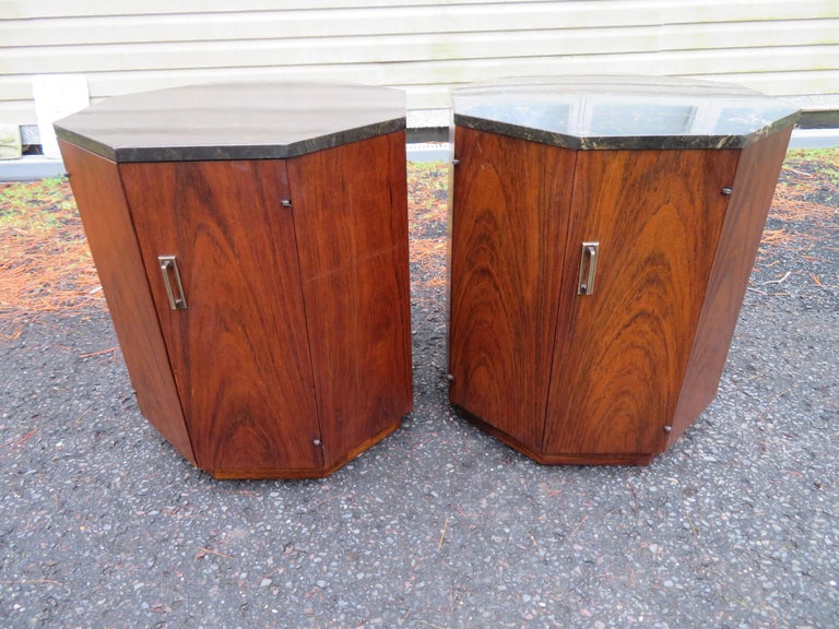 Handsome Pair Harvey Probber style Octagon Drum Side Tables Mid-Century ...