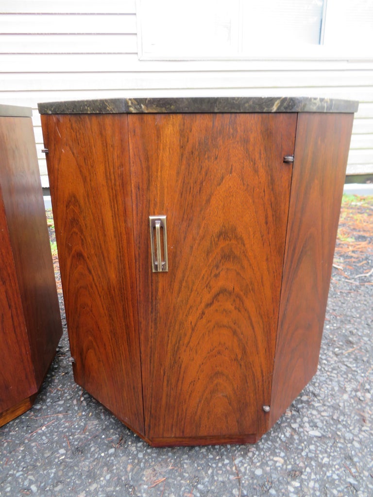 Handsome Pair Harvey Probber style Octagon Drum Side Tables Mid-Century ...