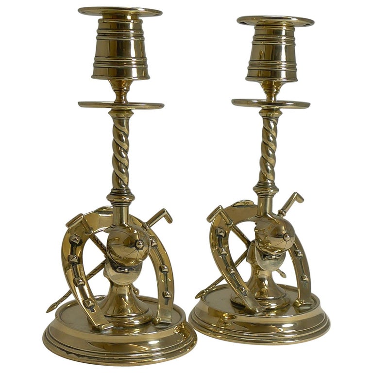 Handsome Pair of Antique Novelty Equestrian Candlesticks, circa 1890 at ...