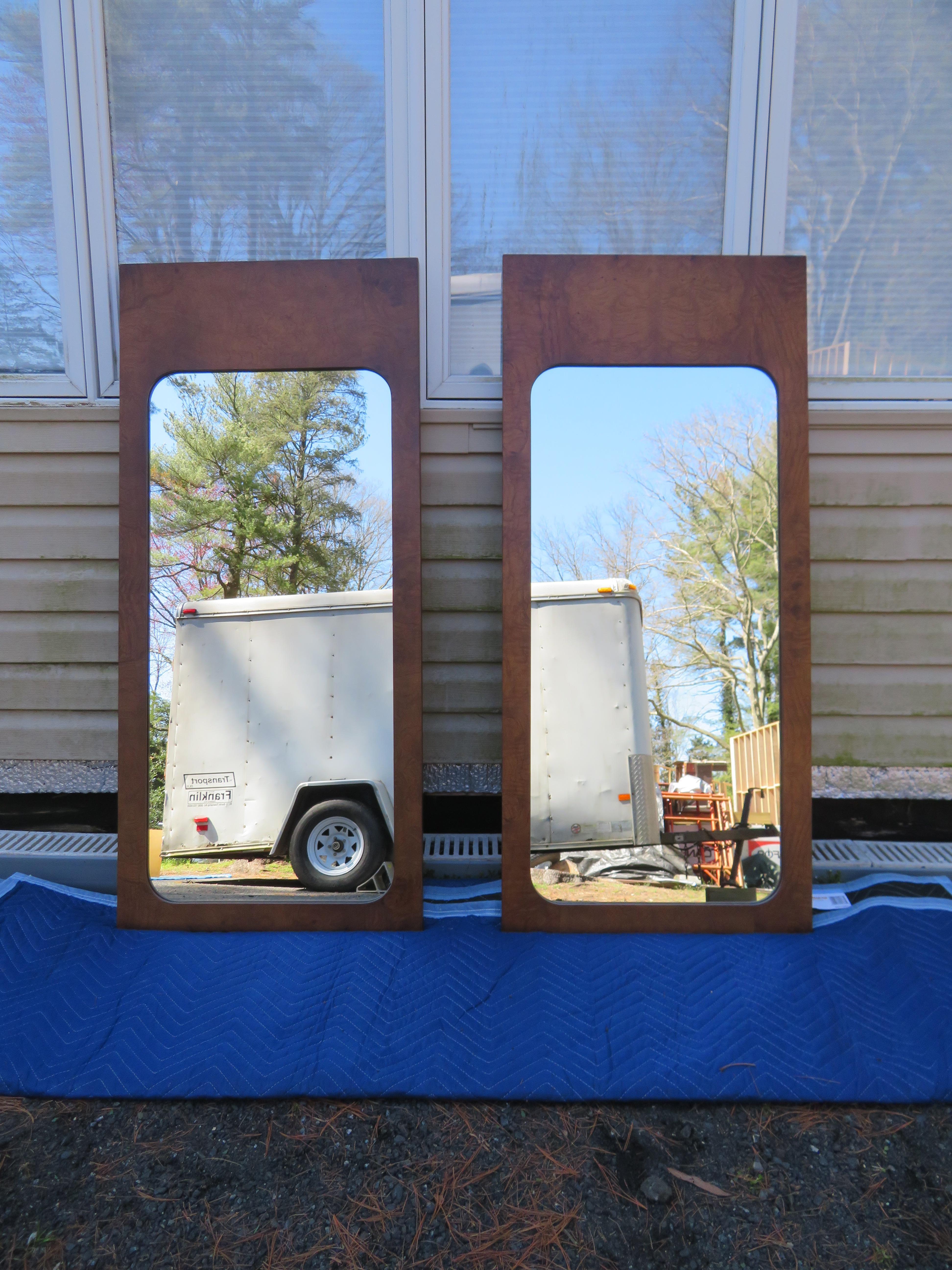 Handsome Pair of Lane Burl Mirrors Mid-Century Modern For Sale at 1stDibs