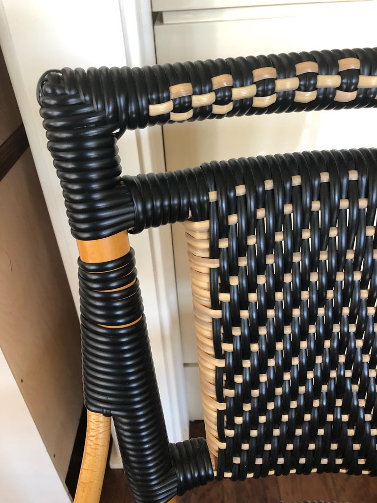 Handsome Pair of Palecek Bistro Style Rattan and Wicker Counter Stools ...