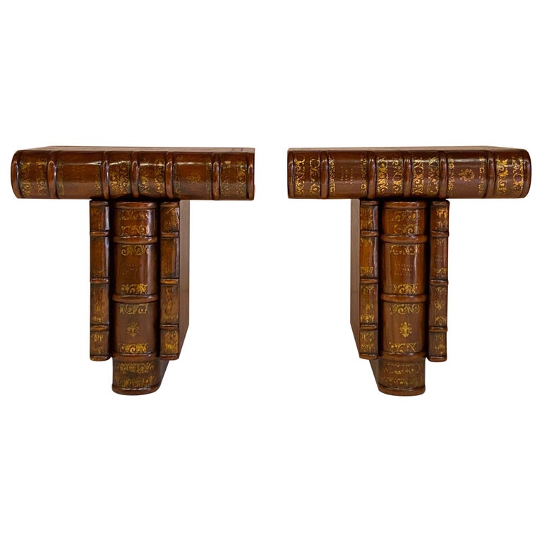 Handsome Pair of Trompe l'oeil Book Brackets For Sale at 1stDibs