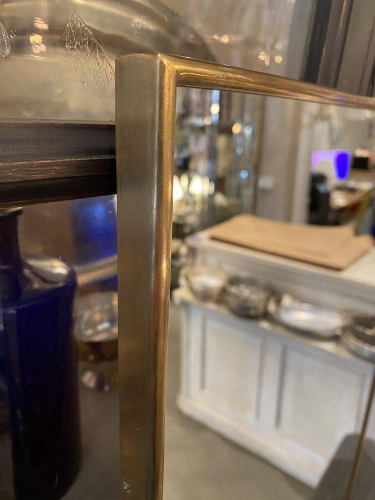 Handsome Rectangular Midcentury Brass Mirror, Italy For Sale at 1stDibs