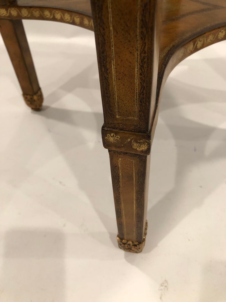 Handsome Round Leather Embossed Side Table by Maitland Smith For Sale ...
