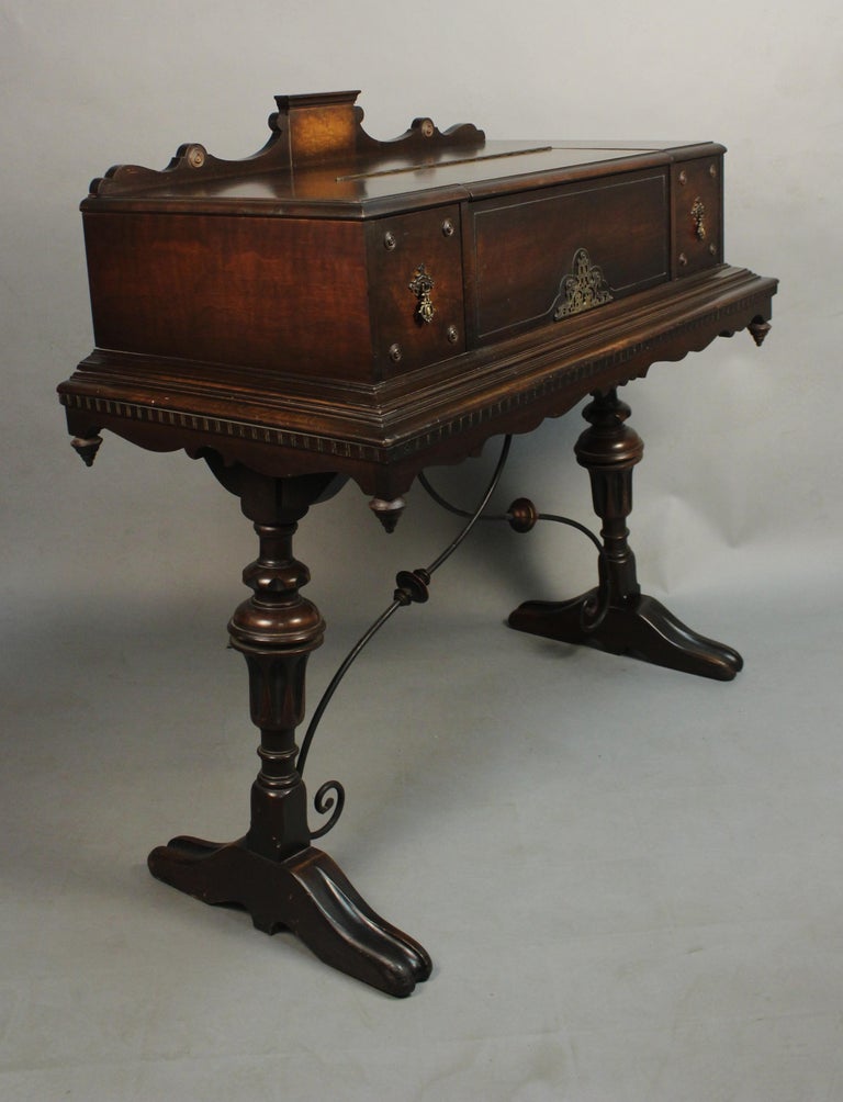 Handsome Spanish Revival 1920s Writing Desk Table with Wrought Iron ...