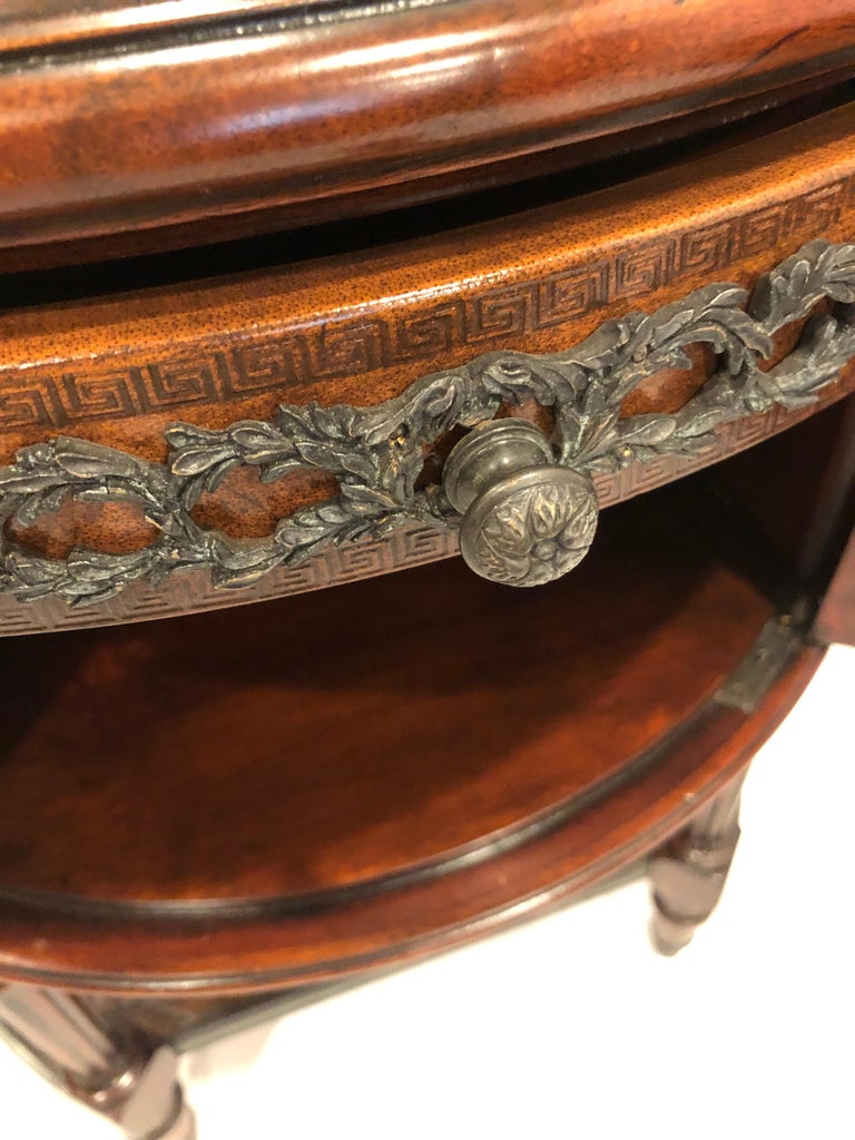 Handsome Theodore Alexander Round Leather and Burl Book Motif Side ...
