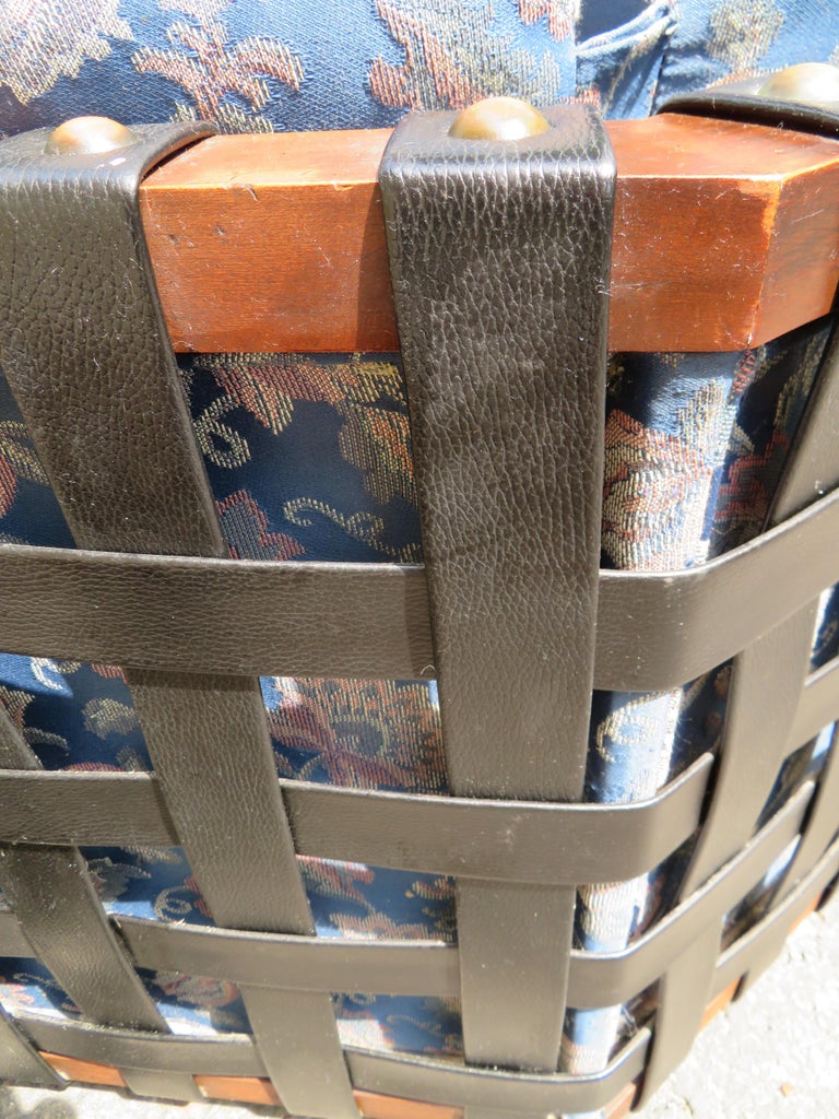 Handsome Woven Leather Strap Brutalist Sofa Mid-Century Modern For Sale ...