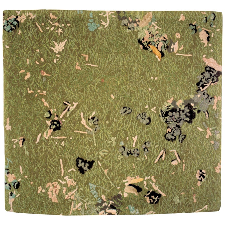 Handtufted Wool Green Sculpture 'Moss' Rug For Sale at 1stDibs