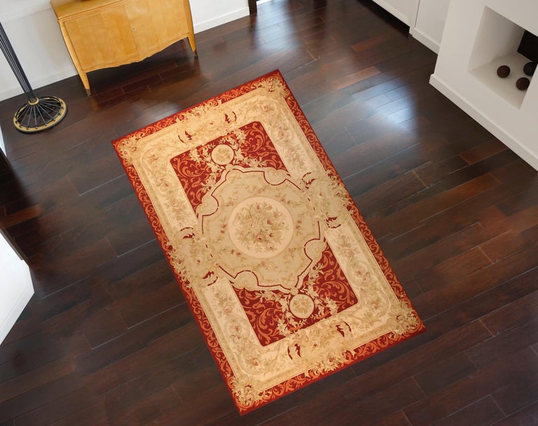 Handwoven Antique Aubusson Wool and Silk Rug, circa 1970s For Sale at ...