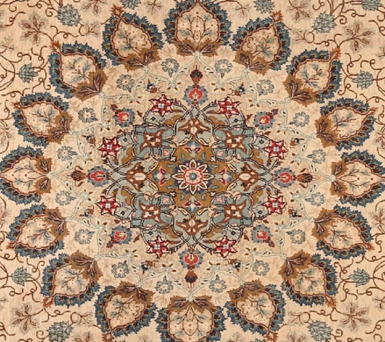 Antique Ivory Persian Kashan Rug, circa 1950 - FREE SHIPPING For Sale ...