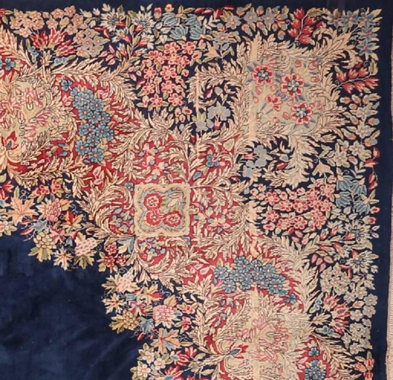 Antique Royal Blue Persian Lavar Kerman Rug, circa 1940 - FREE SHIPPING ...