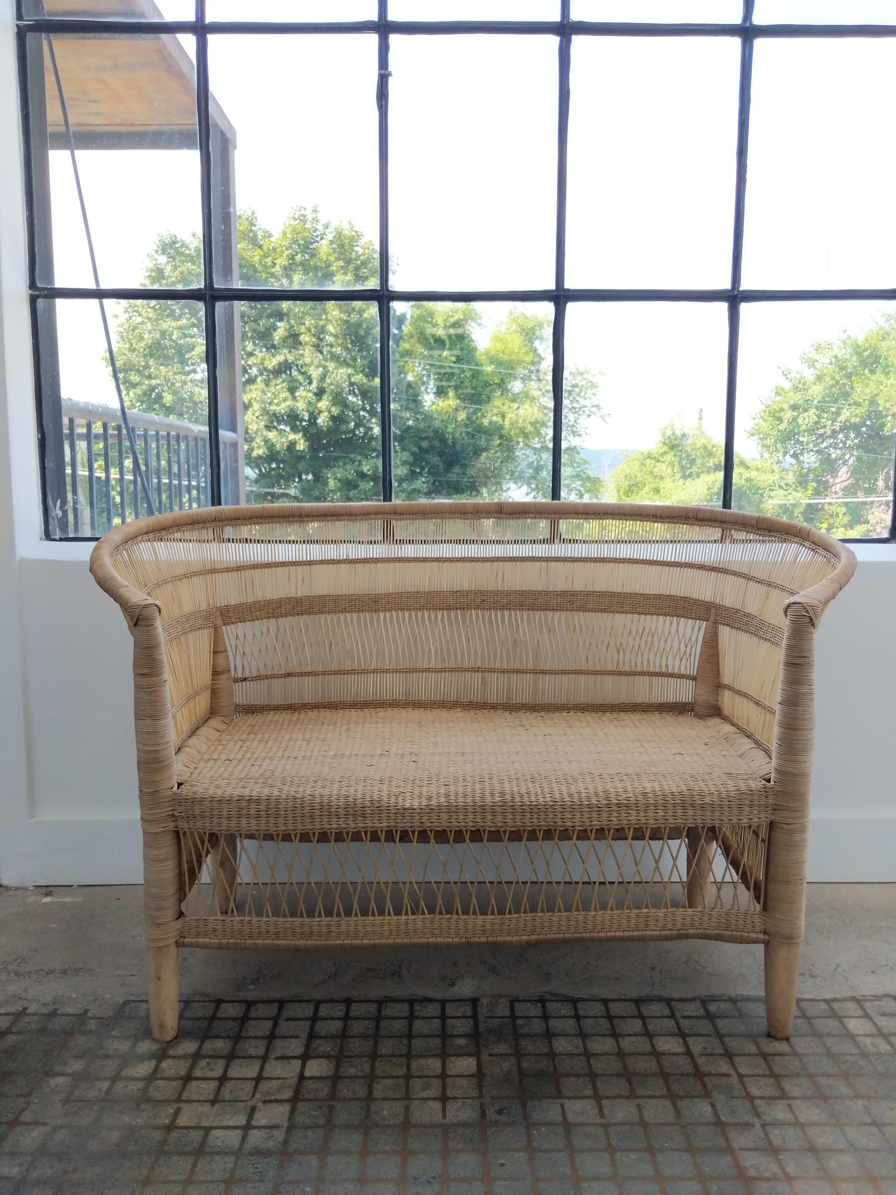 Handwoven Cane Loveseat at 1stDibs | cane love seat