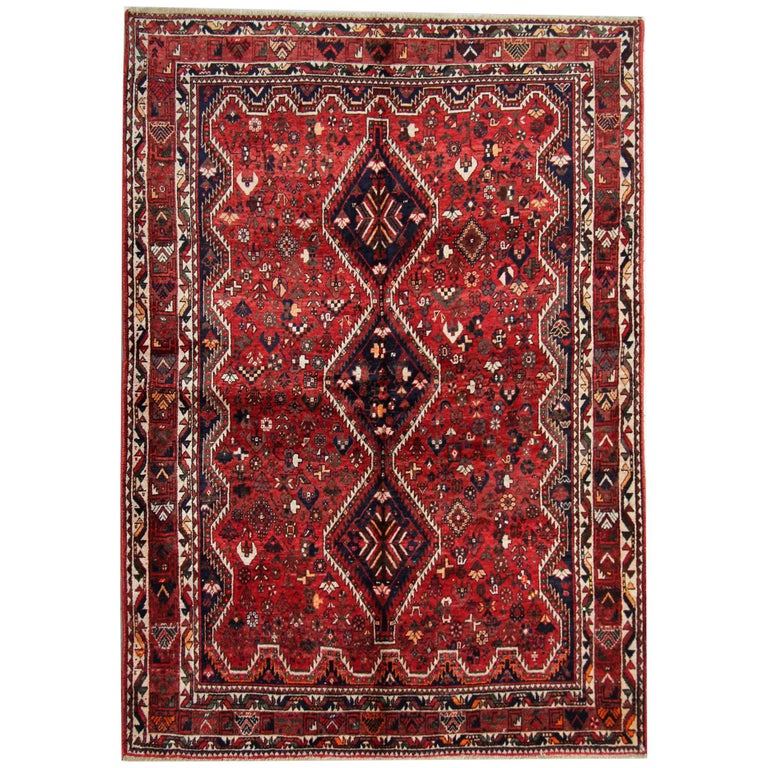 Handwoven Carpet Oriental Area Rug, Red Vintage Carpet Rug at 1stDibs ...