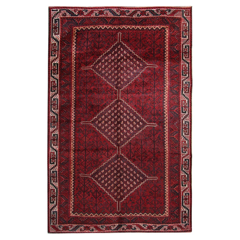Handwoven Carpet Red Area Rustic Rug Geometric Living Room Rug For Sale ...