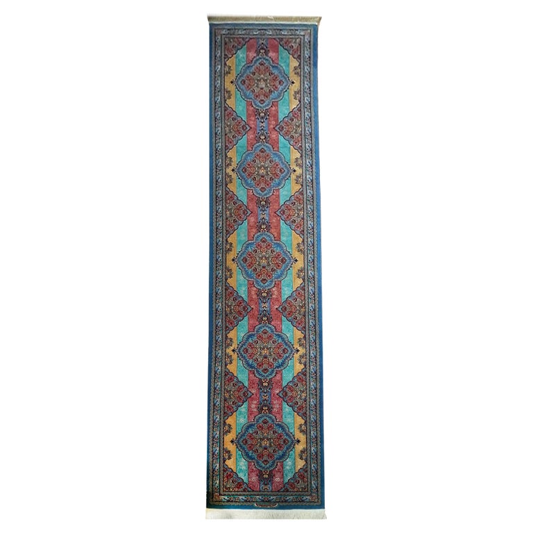 Handwoven Carpet Runner Turquoise Geometric Striped Area Traditional ...