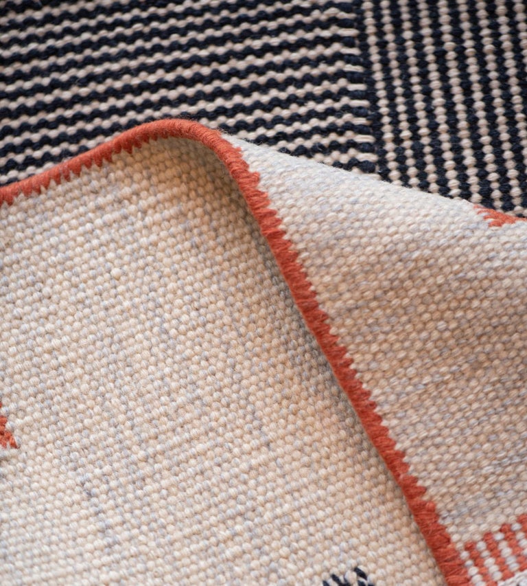 Handwoven Contemporary Swedish Inspired Wool Rug For Sale at 1stDibs