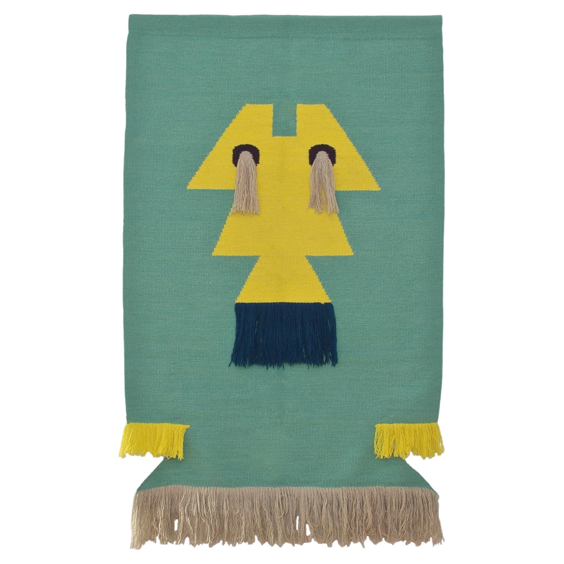 Handwoven Wool Wall Hanging Tapestry For Sale at 1stDibs