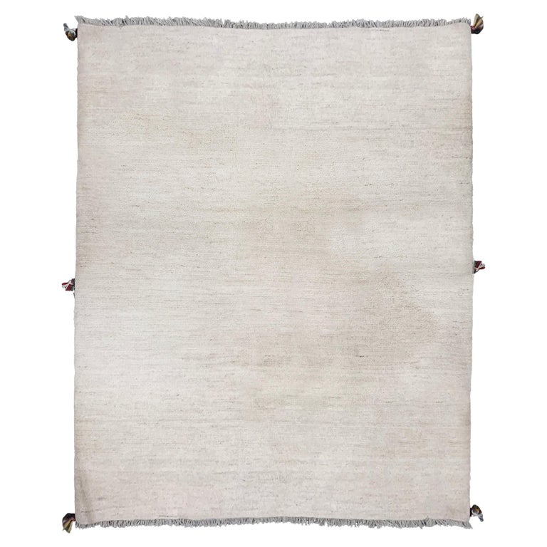 Handwoven Cream Wool Area Rug Plain Carpet Modern Gabbeh Rug For Sale ...