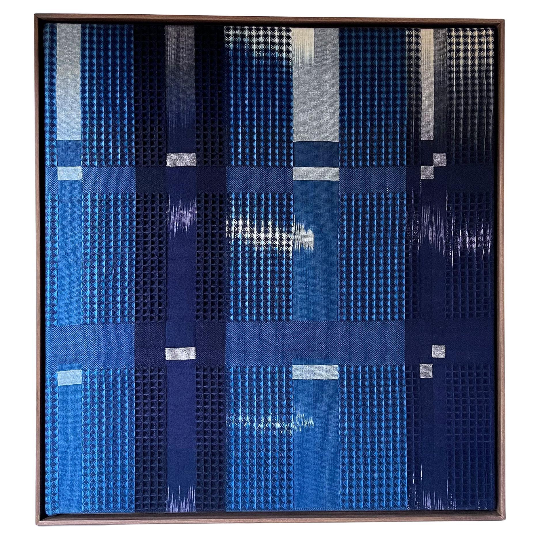 Framed Indigo Block Print at 1stDibs