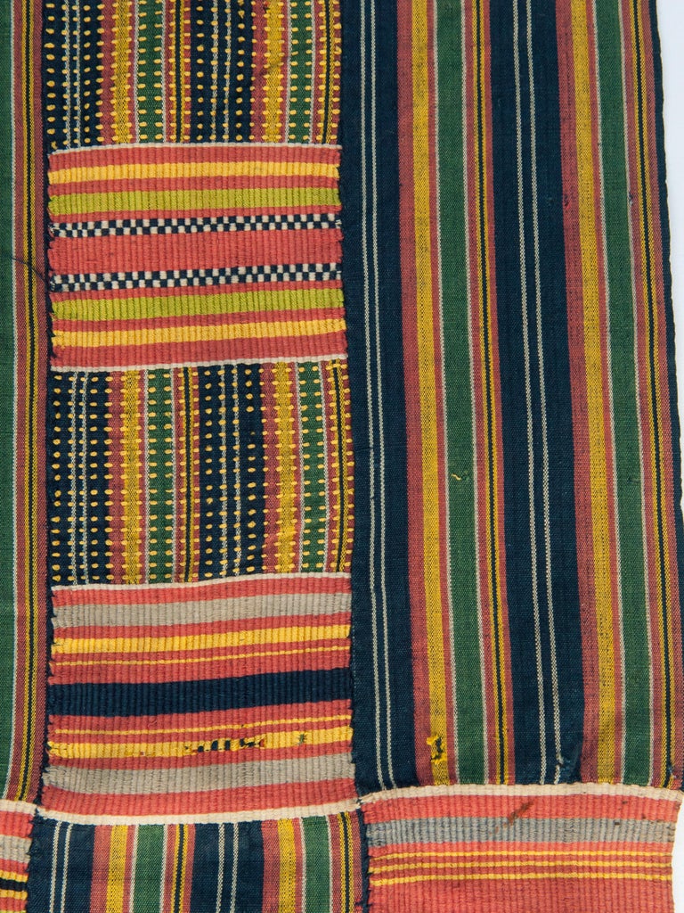 Handwoven Kente Textile, Ewe of Ghana, W. Africa, Cotton and Silk Mid ...
