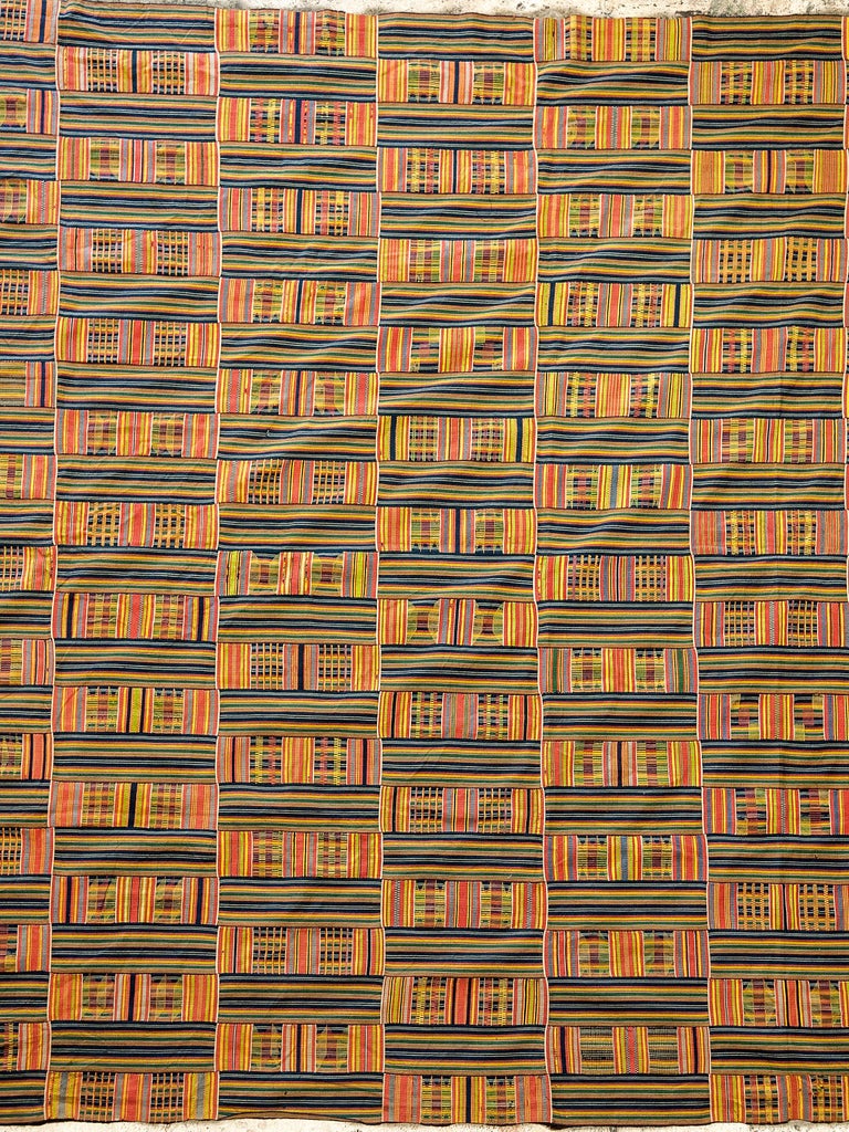 Handwoven Kente Textile, Ewe of Ghana, W. Africa, Cotton and Silk Mid ...