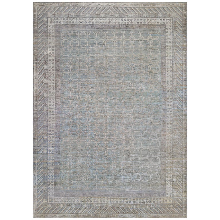 Handwoven Khotan Inspired Wool Rug For Sale at 1stDibs