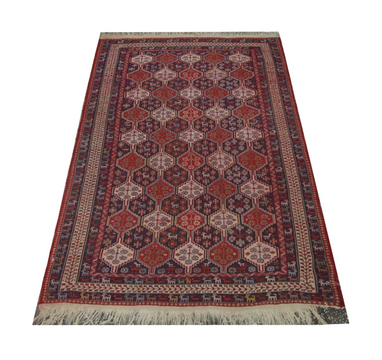 Handwoven Kilims Oriental Area Rug, Traditional Sumakh Kilim Red Wool ...