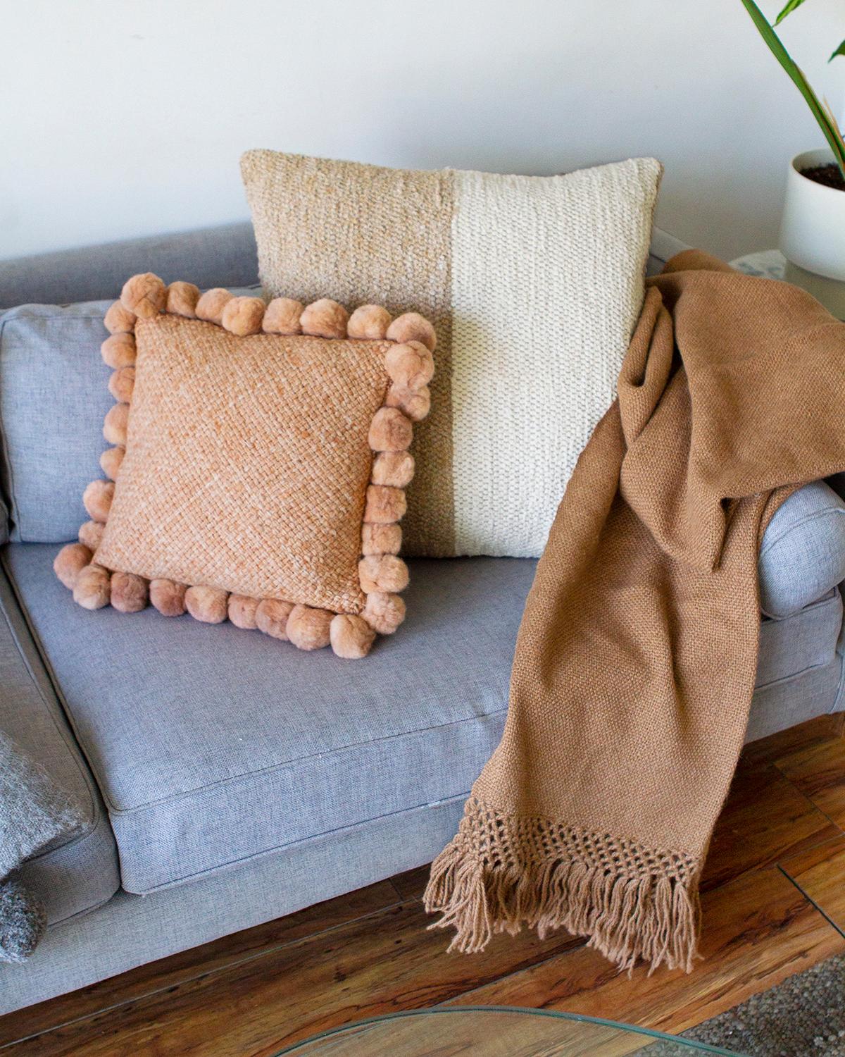 Handwoven Llama Wool Throw in Camel Made in Argentina, In Stock For ...