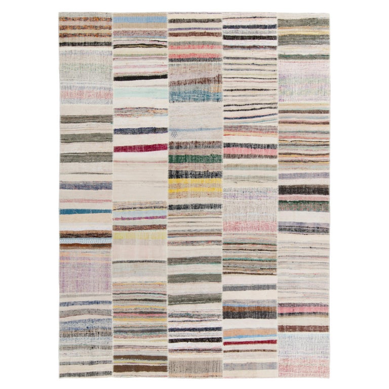Rug and Kilim's Handwoven Modern Patchwork Kilim Rug in Multicolor ...