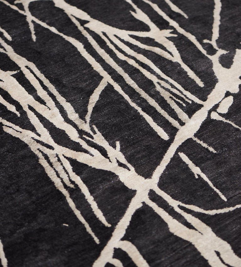 Handwoven Modern Wool and Silk Abstract Rug For Sale at 1stDibs