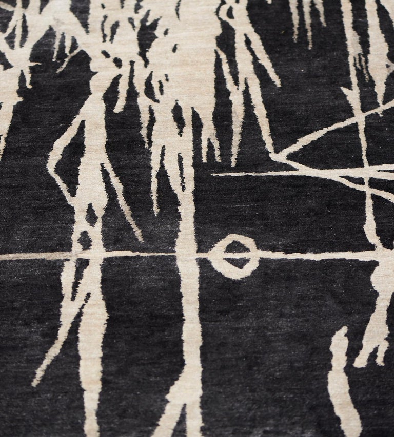 Handwoven Modern Wool and Silk Abstract Rug For Sale at 1stDibs