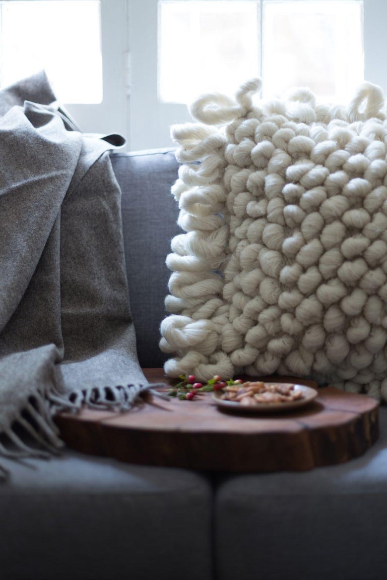 Handwoven Nubby Wool Pillows in Grey, in Stock at 1stDibs