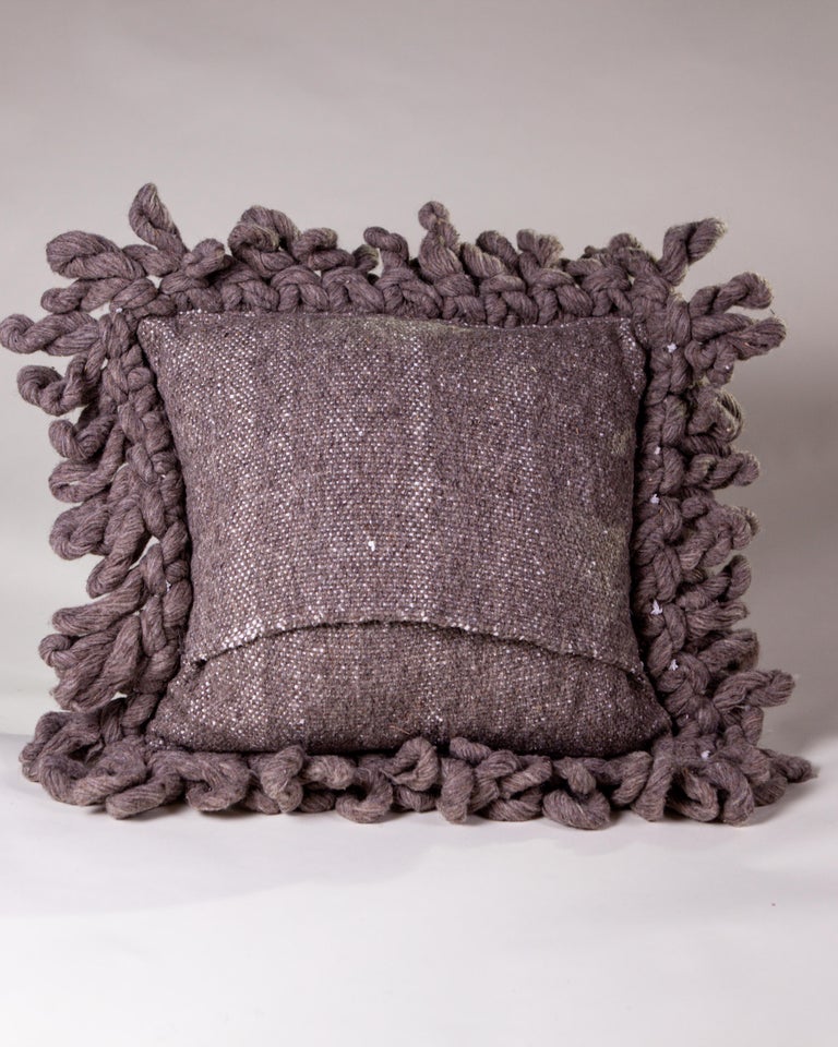 Handwoven Nubby Wool Pillows in Grey, in Stock at 1stDibs