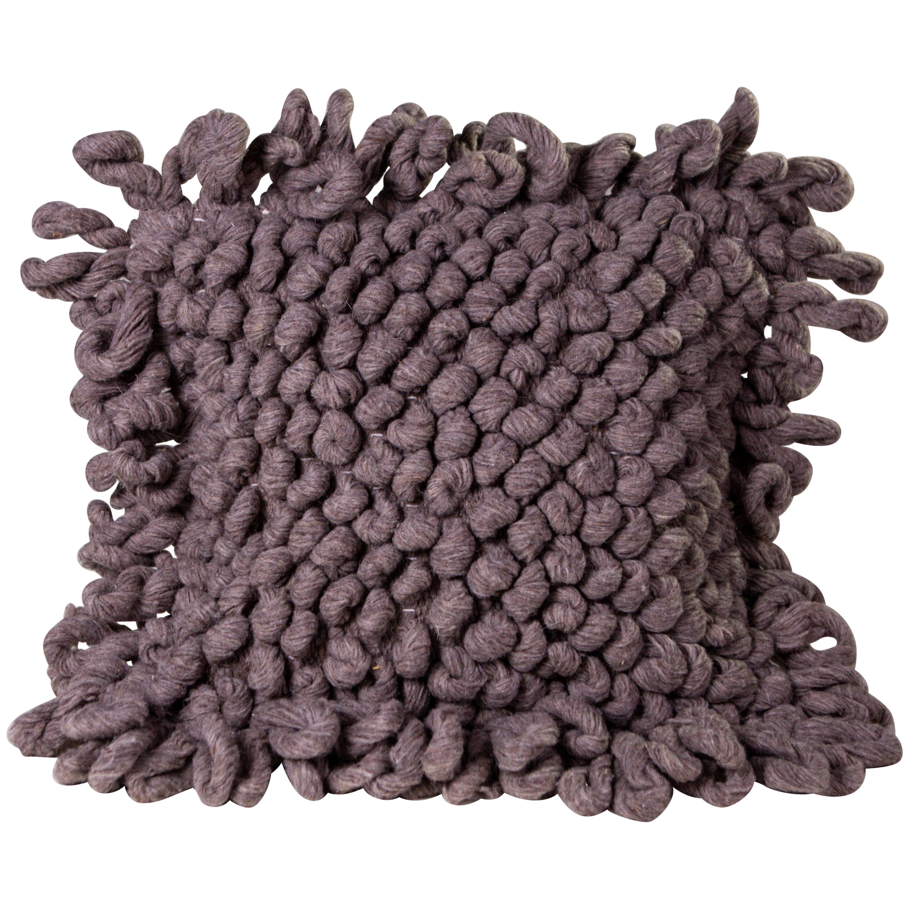 Handwoven Nubby Wool Pillows in Grey, in Stock at 1stDibs