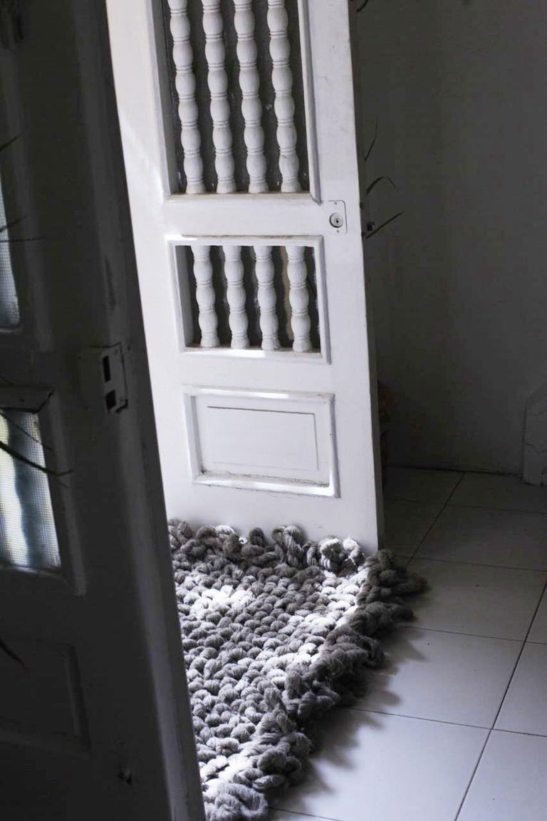 Handwoven Nubby Wool Rug in Natural, Medium, in Stock at 1stDibs