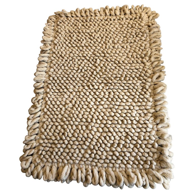 Handwoven Nubby Wool Rug in Natural, Medium, in Stock at 1stDibs