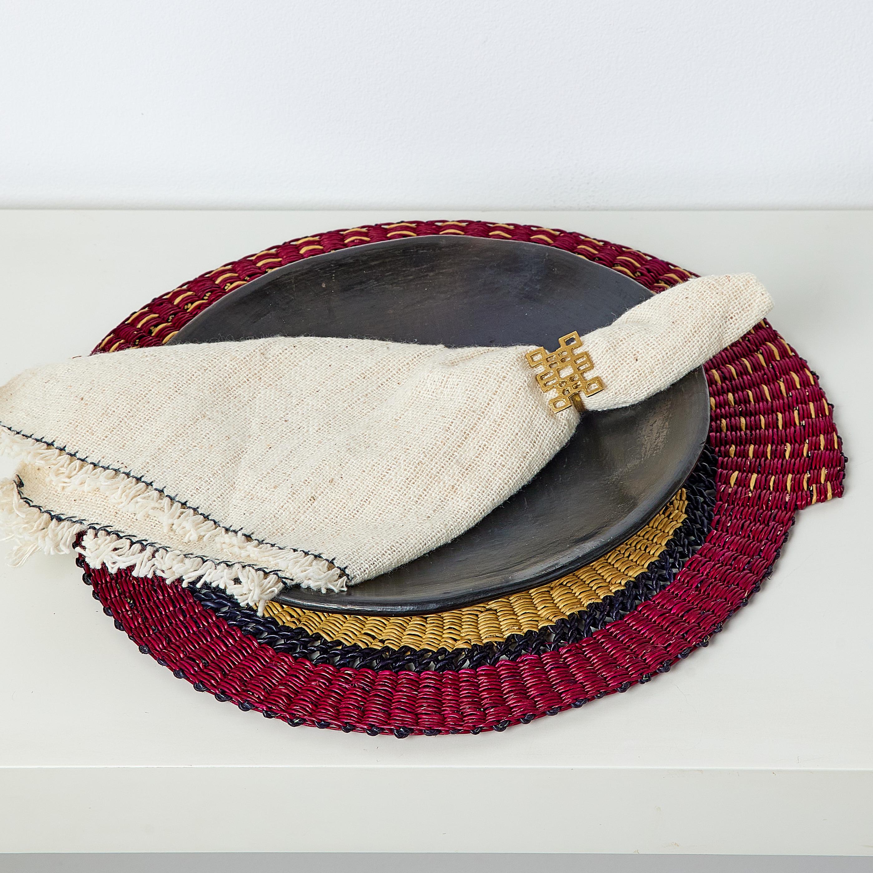 Handwoven Place Mat, Burgundy Red for Rich African Inspired Dining ...