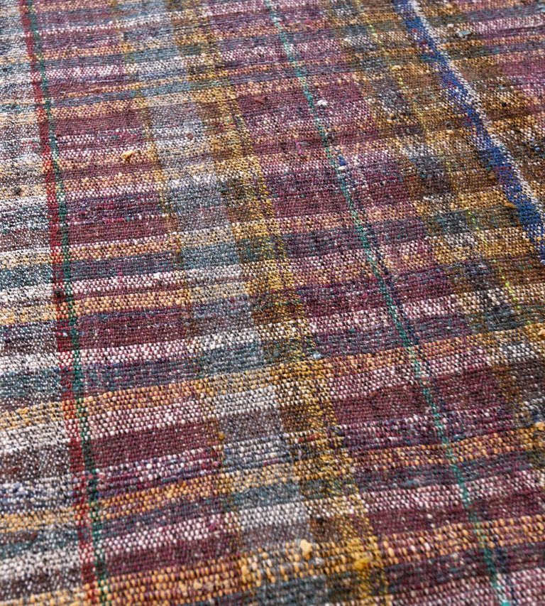 Handwoven Plaid Wool Flatweave For Sale at 1stDibs
