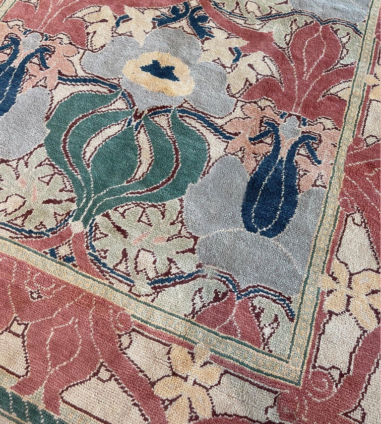 Handwoven Revival Voysey Style Rug For Sale at 1stDibs