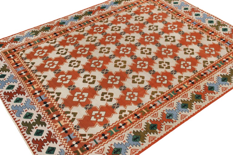 Handwoven Vintage Turkish Kilim Rug in Orange Tribal Geometric by Rug ...