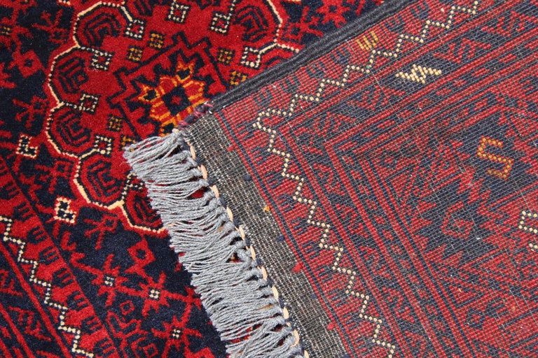 Handwoven Wool Rug Traditional Deep Red Carpet Rustic Area Rug For Sale ...