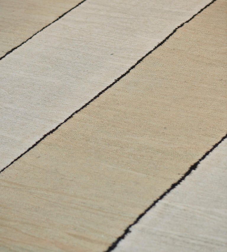 Handwoven Wool Vertical Striped Flatweave Rug For Sale at 1stDibs