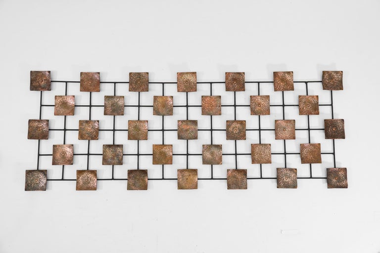 Hang Finished Artist Mural Made of Copper Elements on a Metal Lattice ...