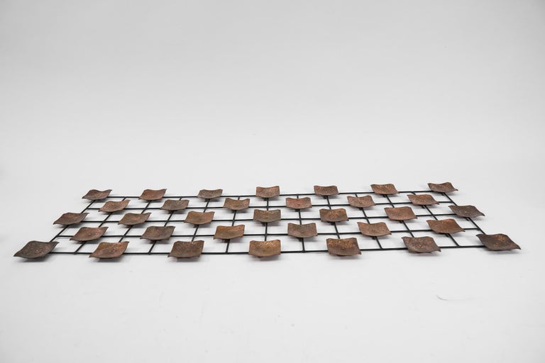 Hang Finished Artist Mural Made of Copper Elements on a Metal Lattice ...